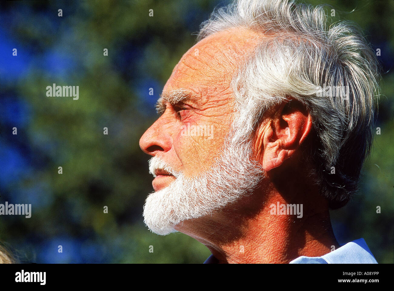 Old man looking ahead Stock Photo - Alamy