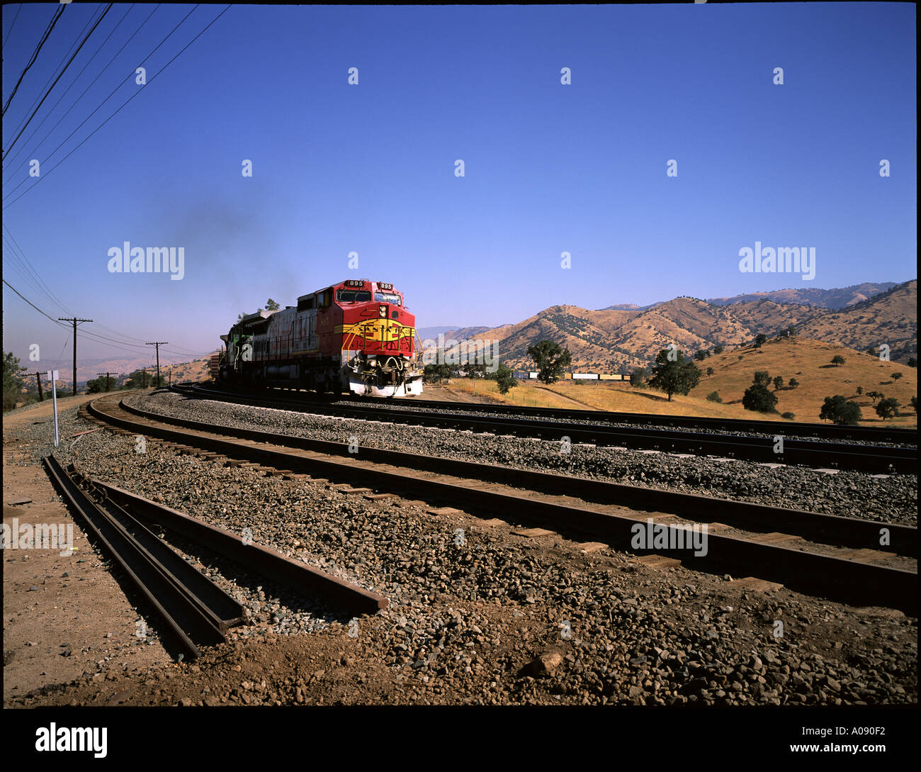 santa fe freight train at tehachapi pass, california, usa Stock Photo ...