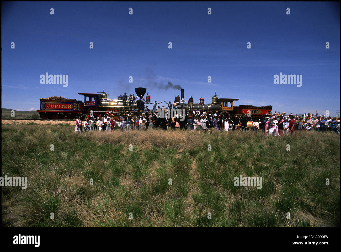 replica steam locomotives, golden spike ceremony re enactment at ...