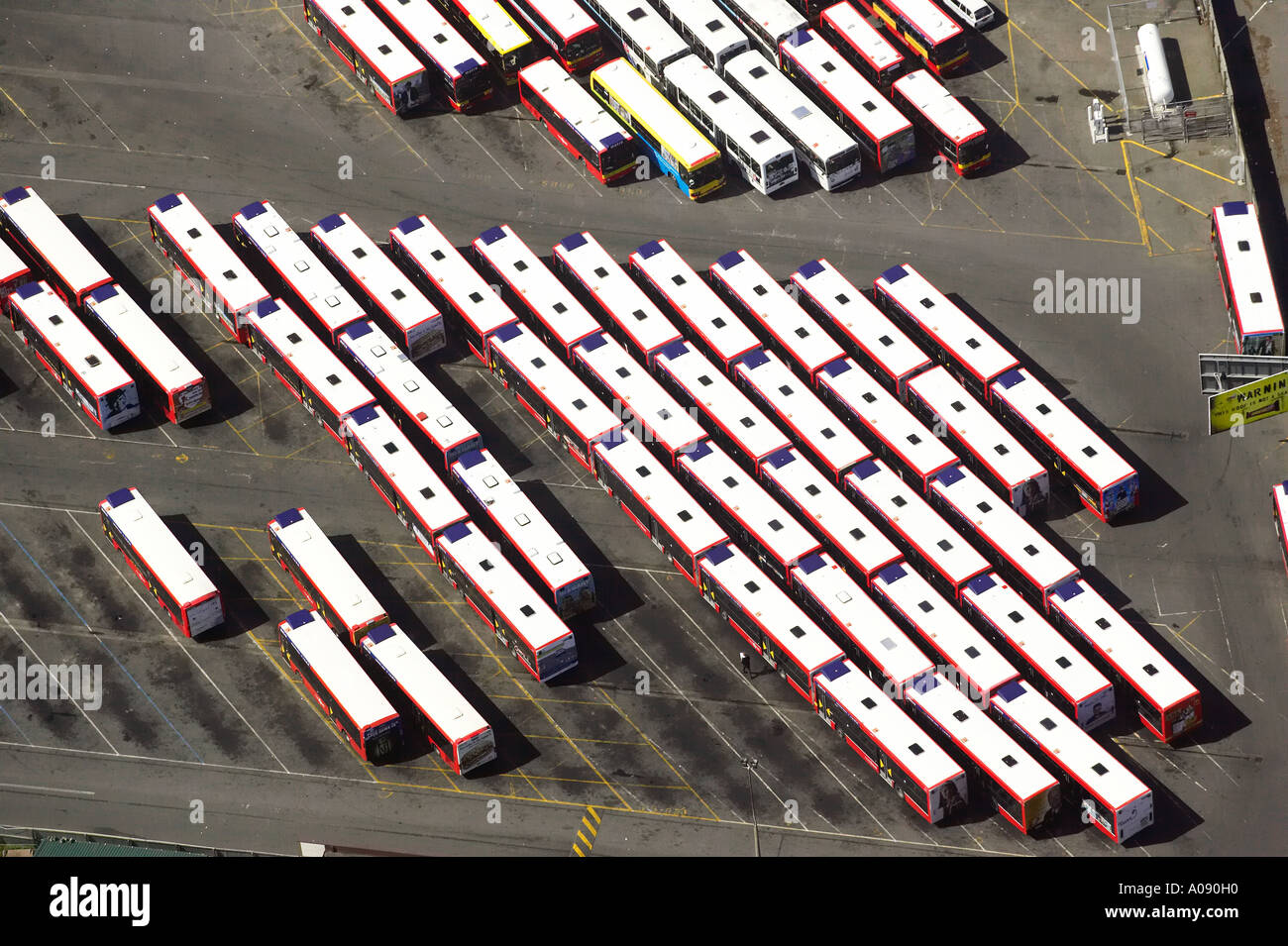 Bus Park Christchurch South Island aerial Stock Photo - Alamy