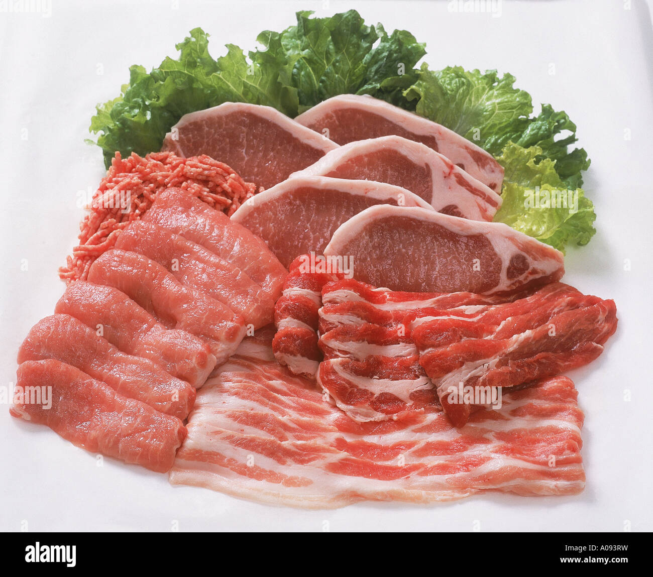 Assorted Cuts of Pork Meat Stock Photo - Alamy