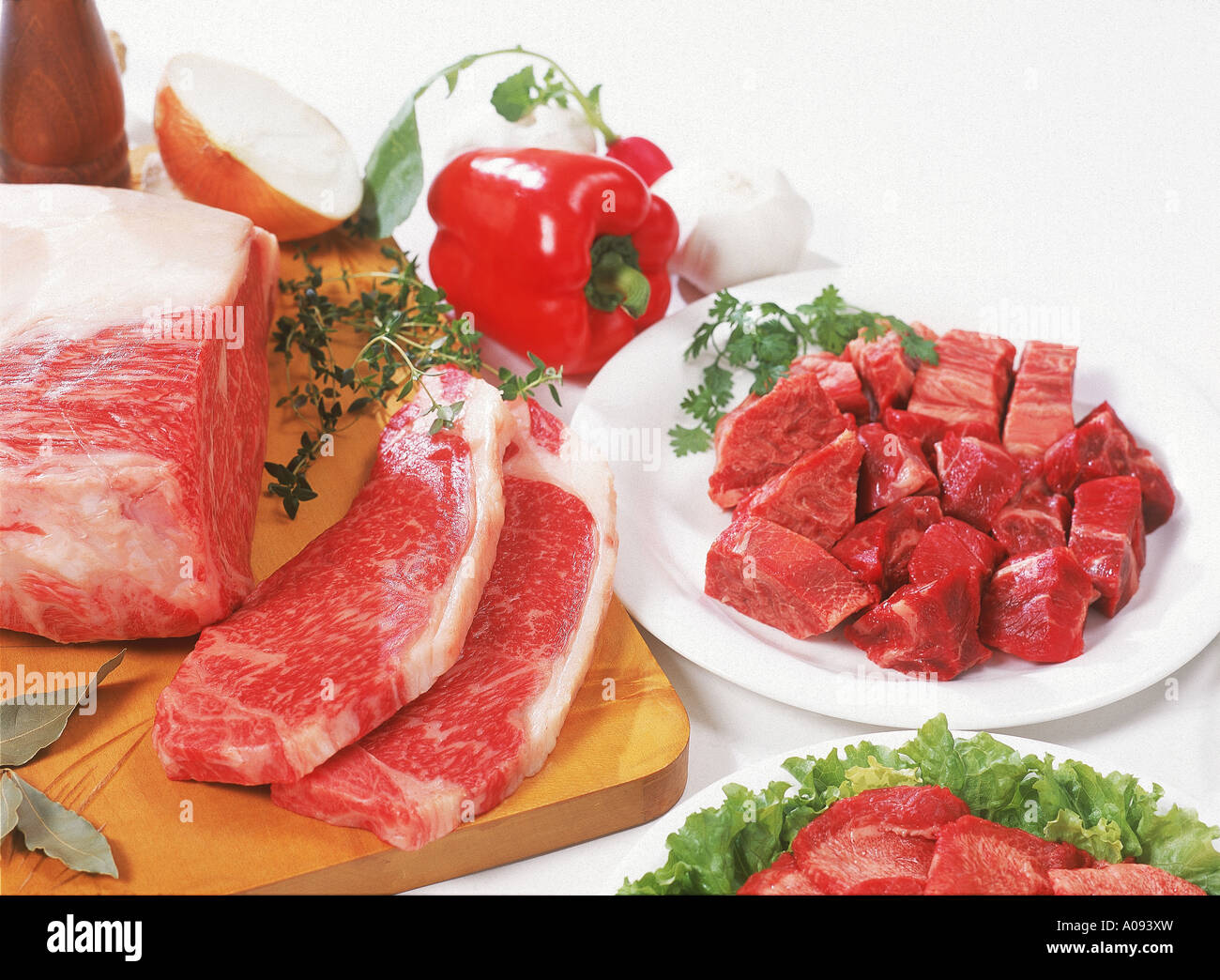 Assorted Cuts of Beef Stock Photo - Alamy