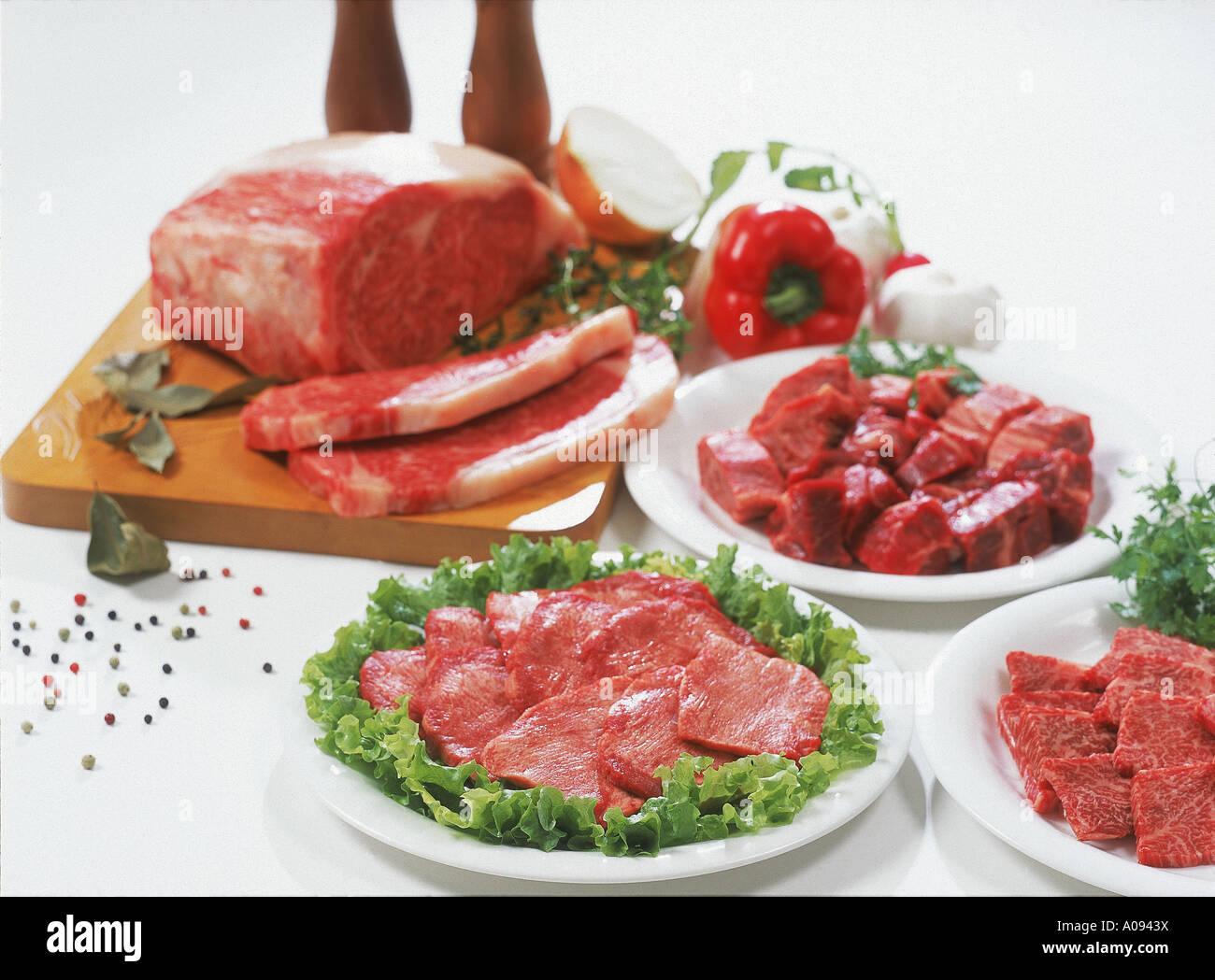 Assorted Cuts of Beef Stock Photo - Alamy