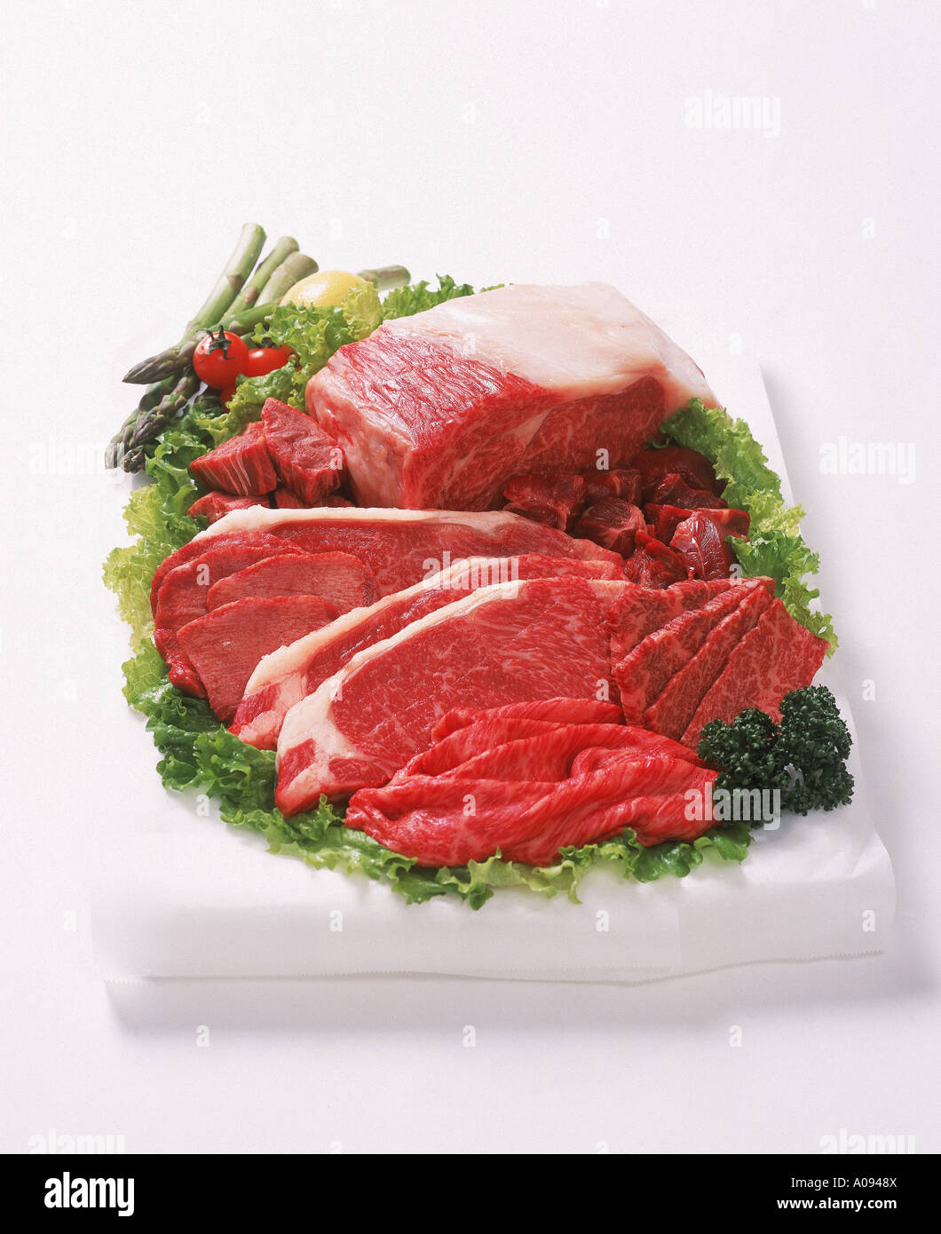 Assorted Cuts of Beef with Vegetables Stock Photo - Alamy