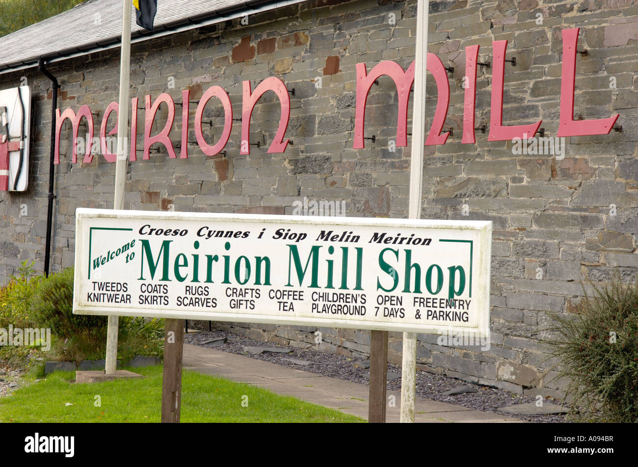 Signpost Meirion Mill Dinas Mawddwy North West Wales Stock Photo - Alamy