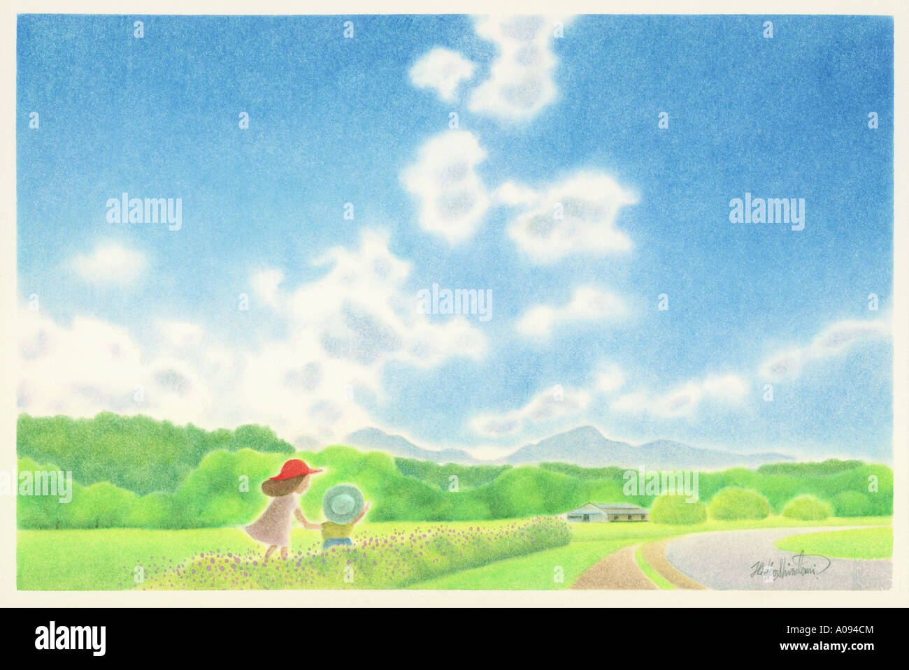 Illustration children country view hi-res stock photography and images ...