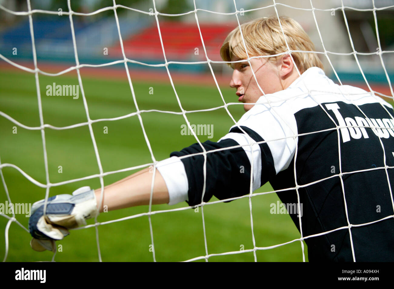 Fussballspieler Torwart, football player goalkeeper Stock Photo - Alamy