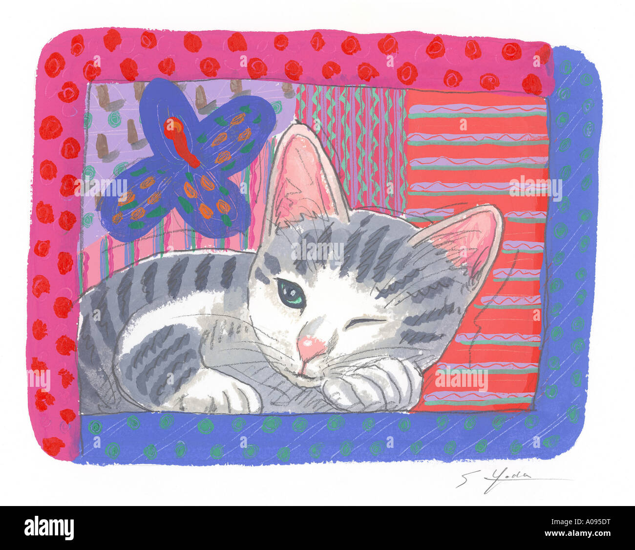 Sleeping cat painting hi-res stock photography and images - Alamy