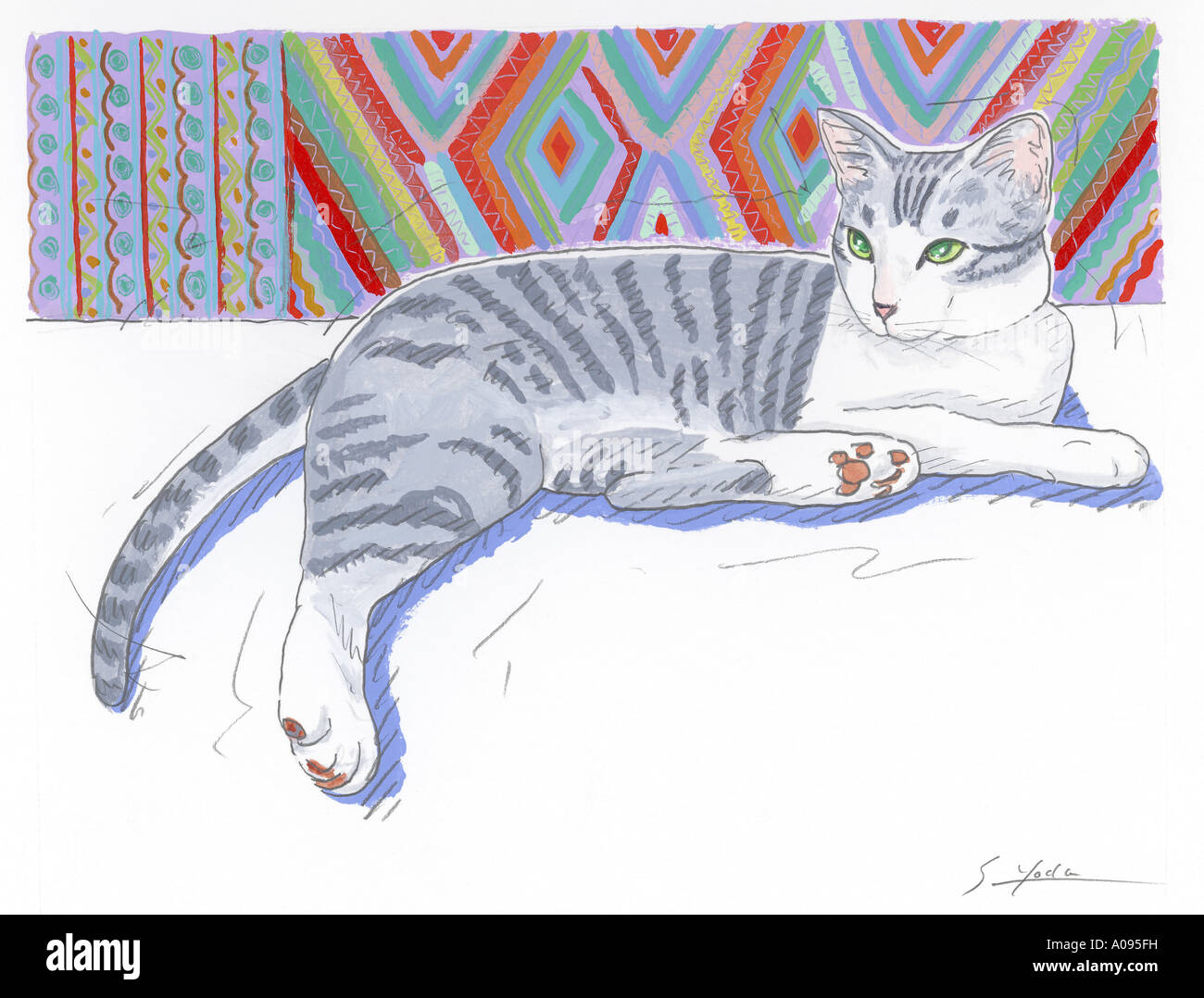 An illustration of a cat Stock Photo - Alamy
