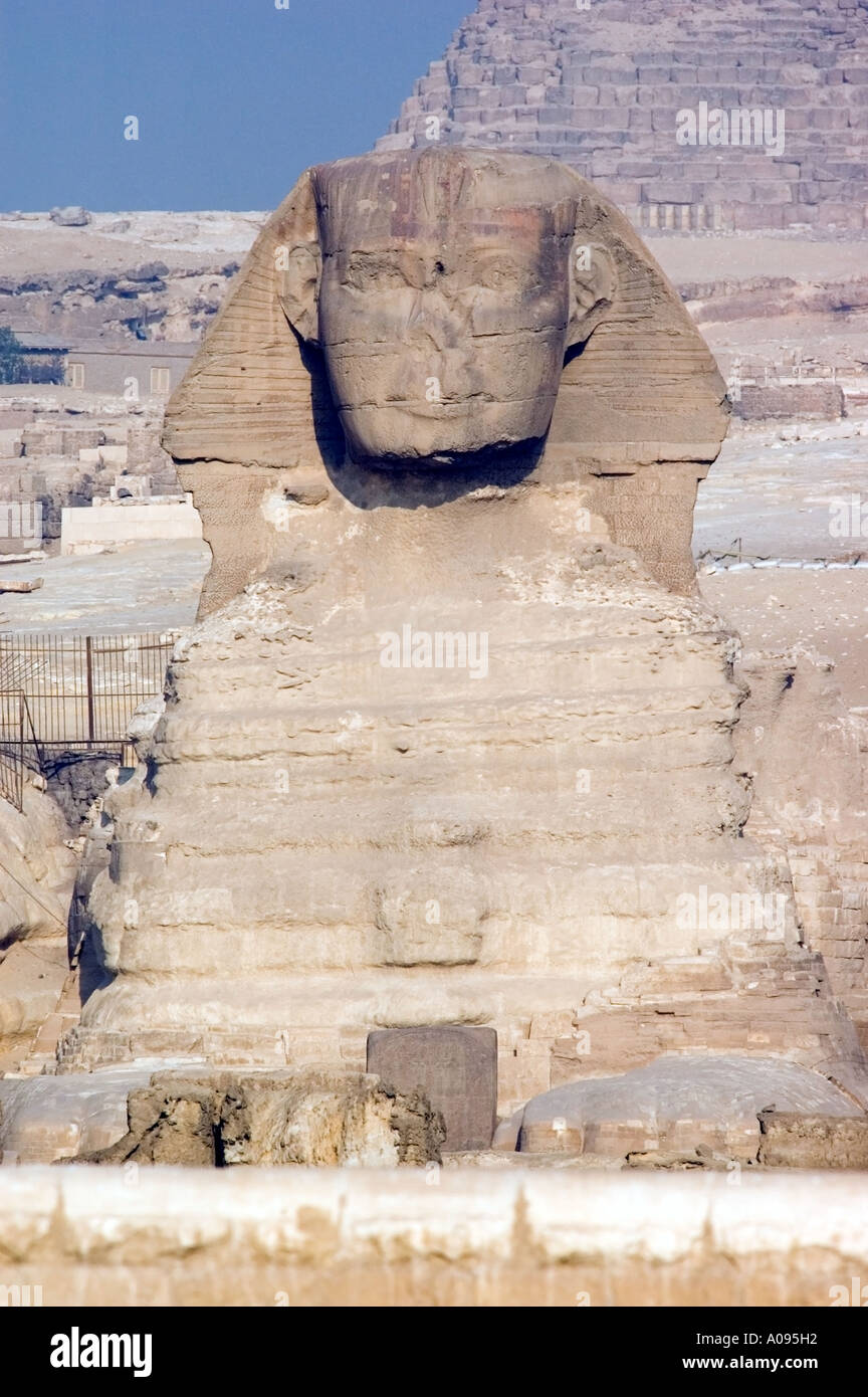 The Sphinx, sits infront of the Pyramids at Giza, Cairo, Egypt Stock ...