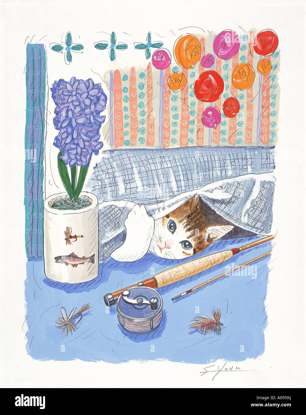 An illustration of a cat Stock Photo - Alamy