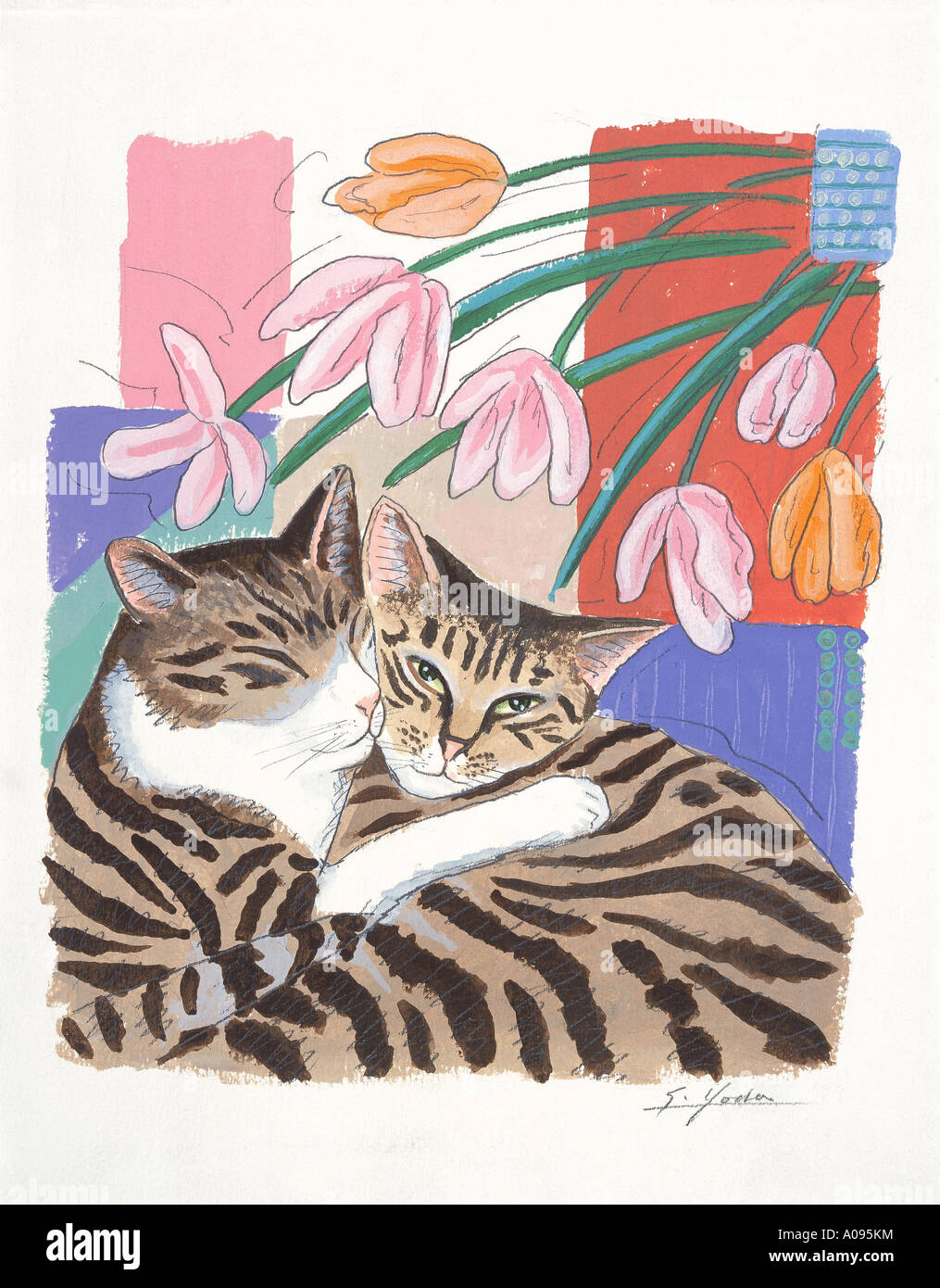 An illustration of a cat Stock Photo - Alamy