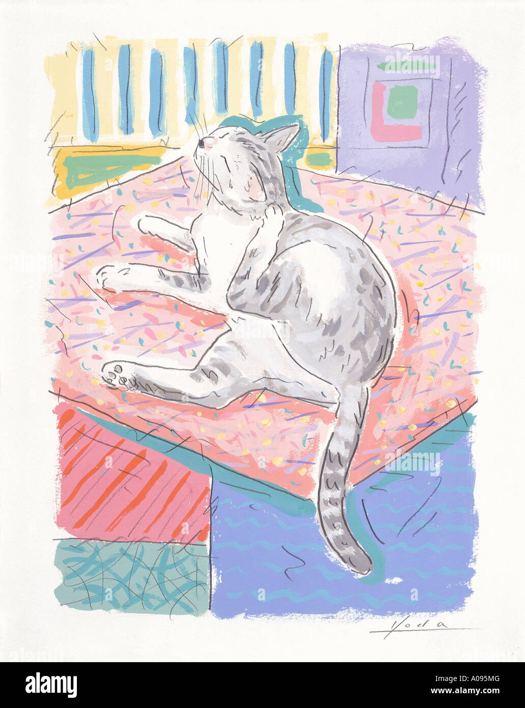 An illustration of a cat Stock Photo - Alamy
