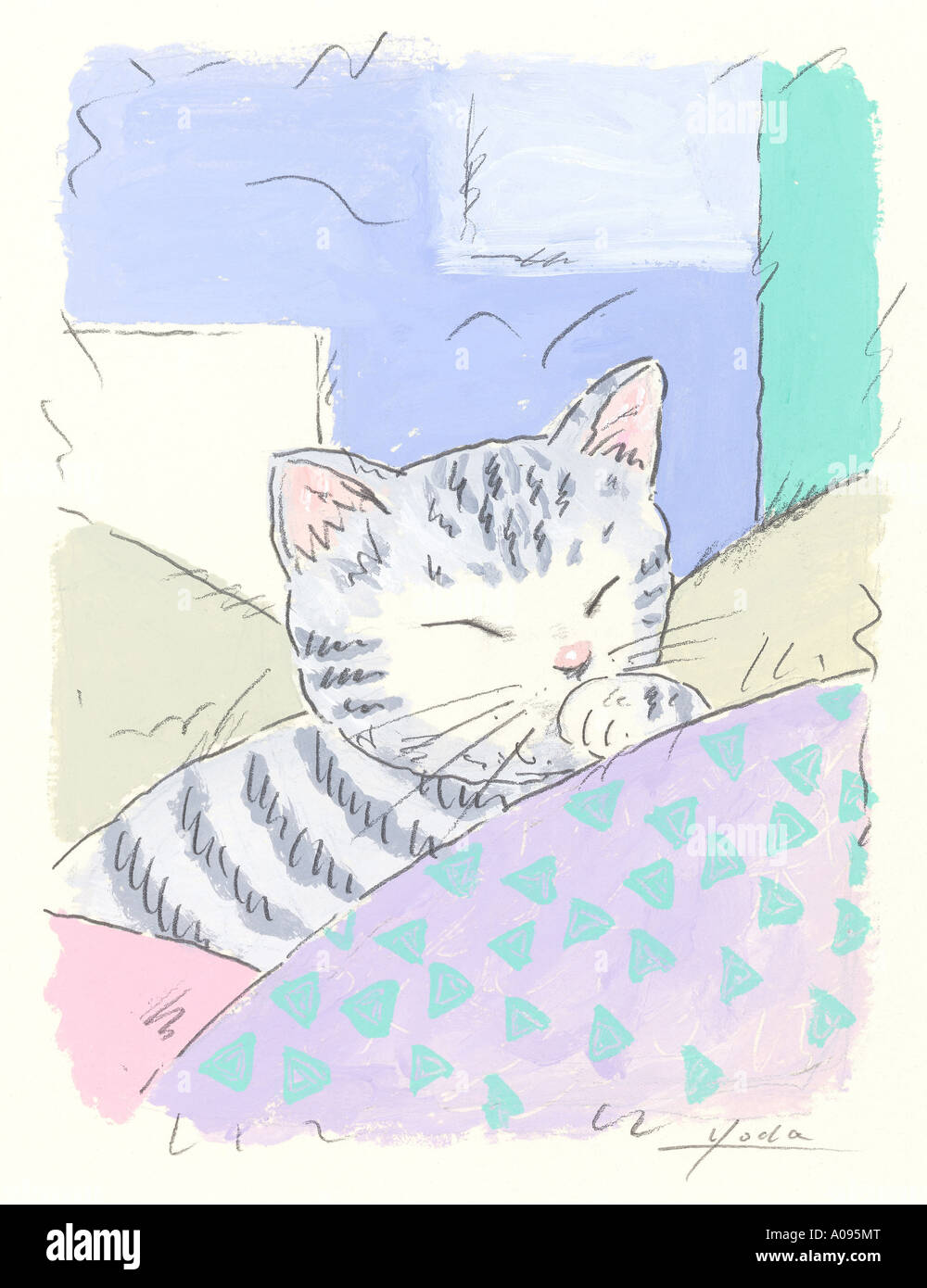 An illustration of a cat Stock Photo - Alamy