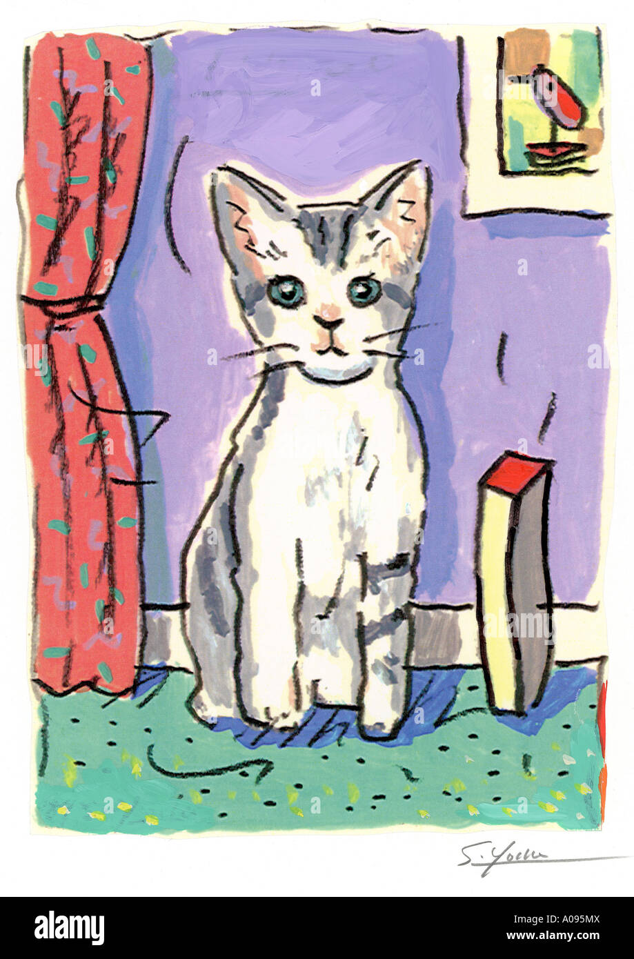 An illustration of a cat Stock Photo - Alamy
