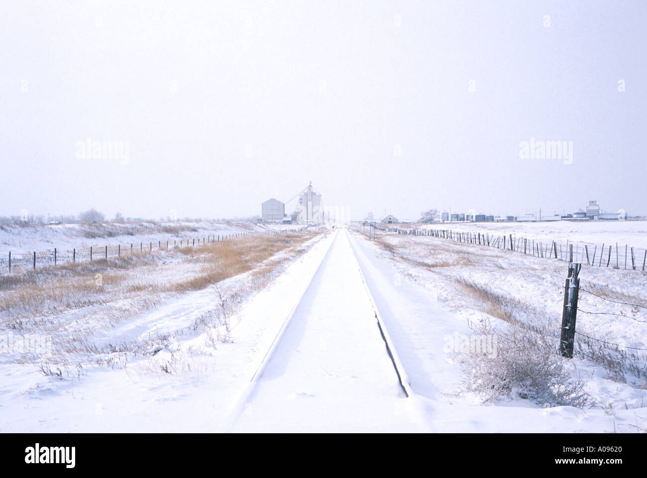 railroad or railway line in winter in southern alberta canada Stock ...