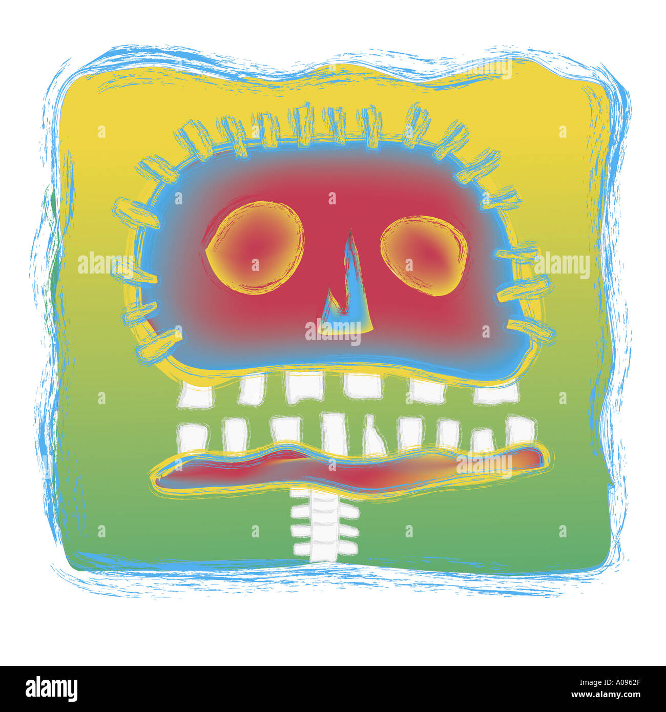 Skull, Stylized Smiling Digital Illustration Stock Photo - Alamy