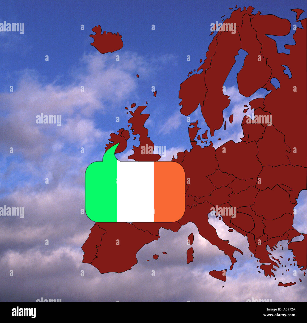 Europe map and flag of Ireland Stock Photo - Alamy