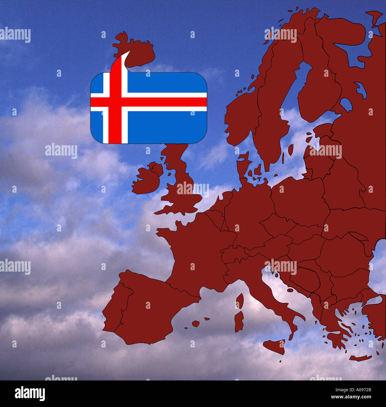 Europe map and flag of Iceland Stock Photo - Alamy