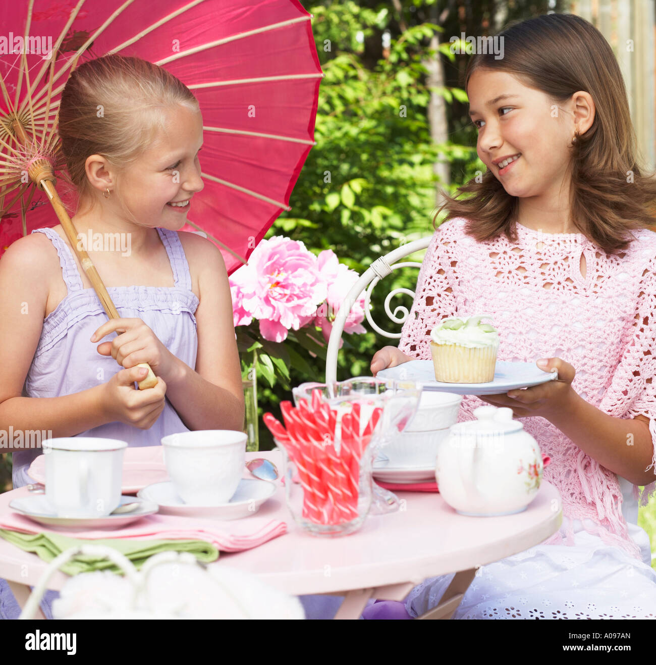 Children tea party sunny garden hi-res stock photography and images - Alamy