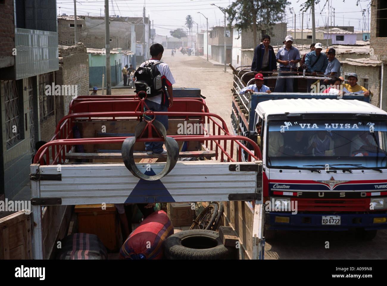 Cargo trucks are the primary mode of transport across much of Peru's ...