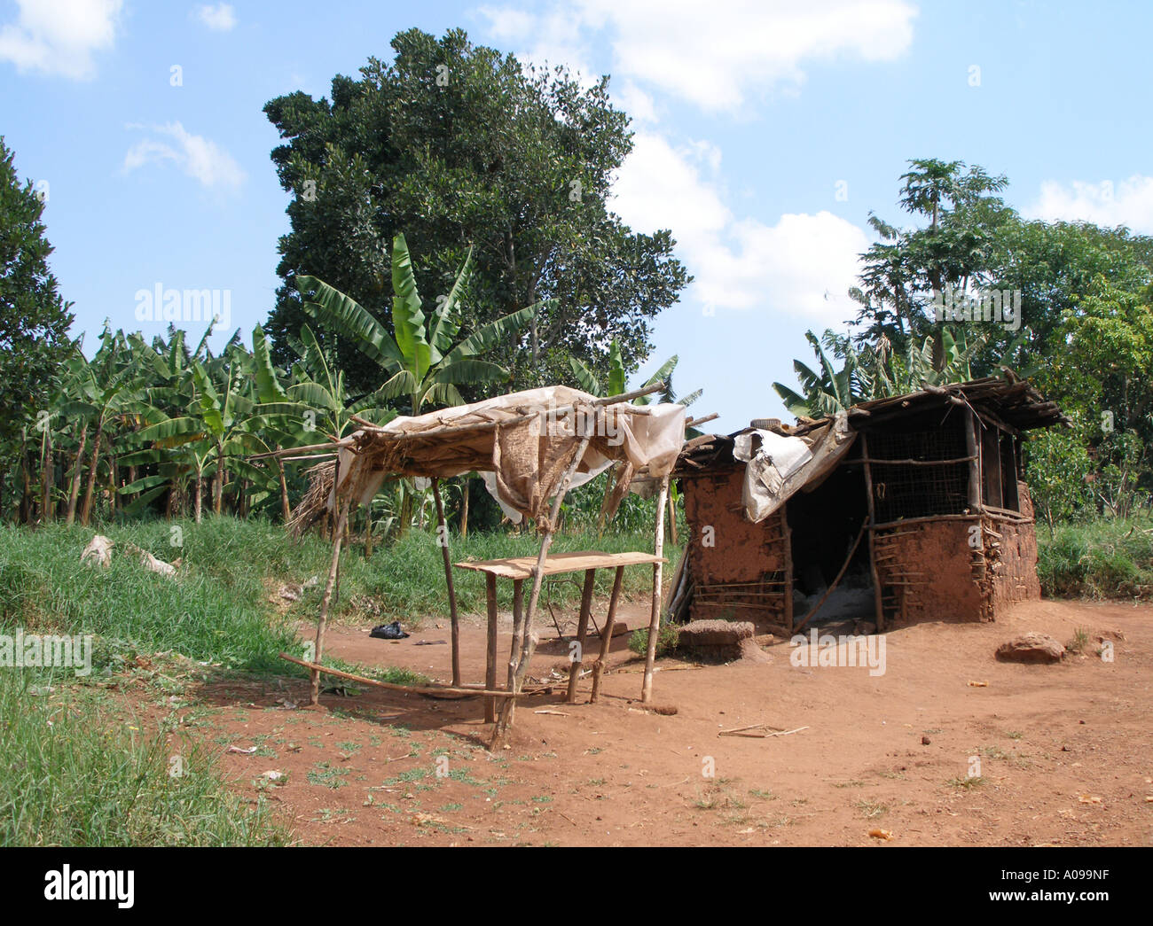 Empty roadside stall and hut, Uganda Stock Photo - Alamy