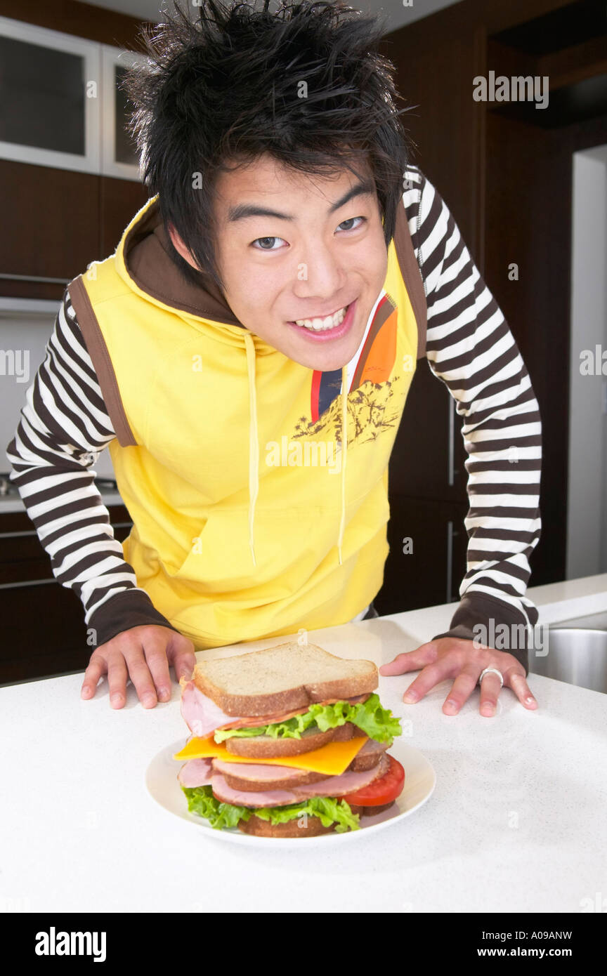 Boy snack ham hi-res stock photography and images - Alamy