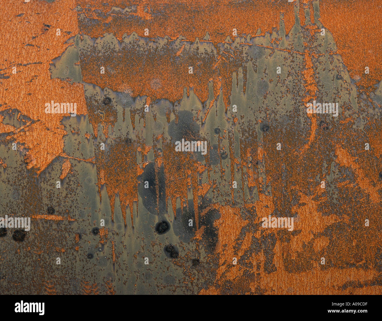 A close up of an aged and weathered chipping corroding peeling rusting ...