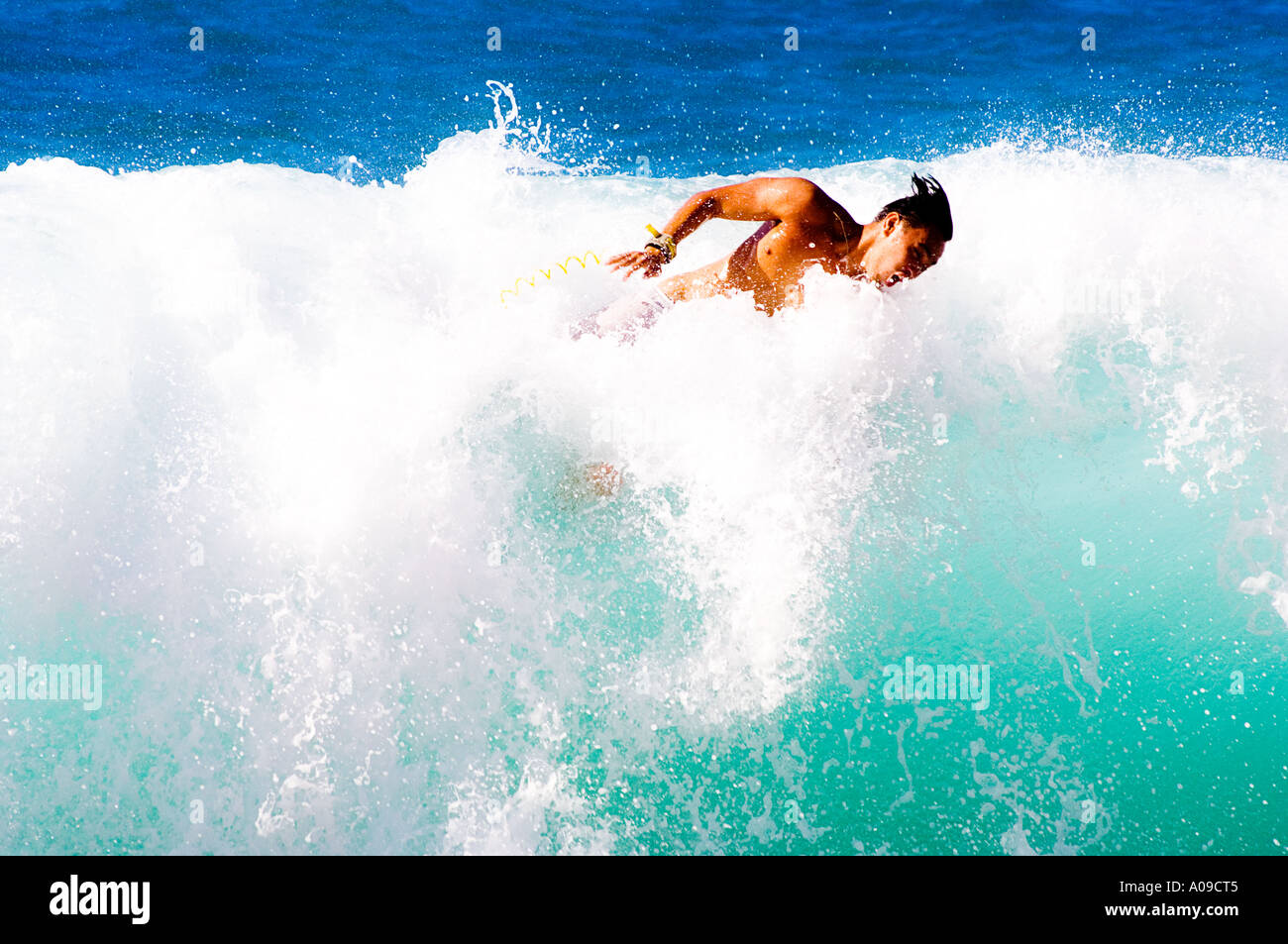 body surfer wipes out at the body surfing beach on Oahu Hawaii Stock ...