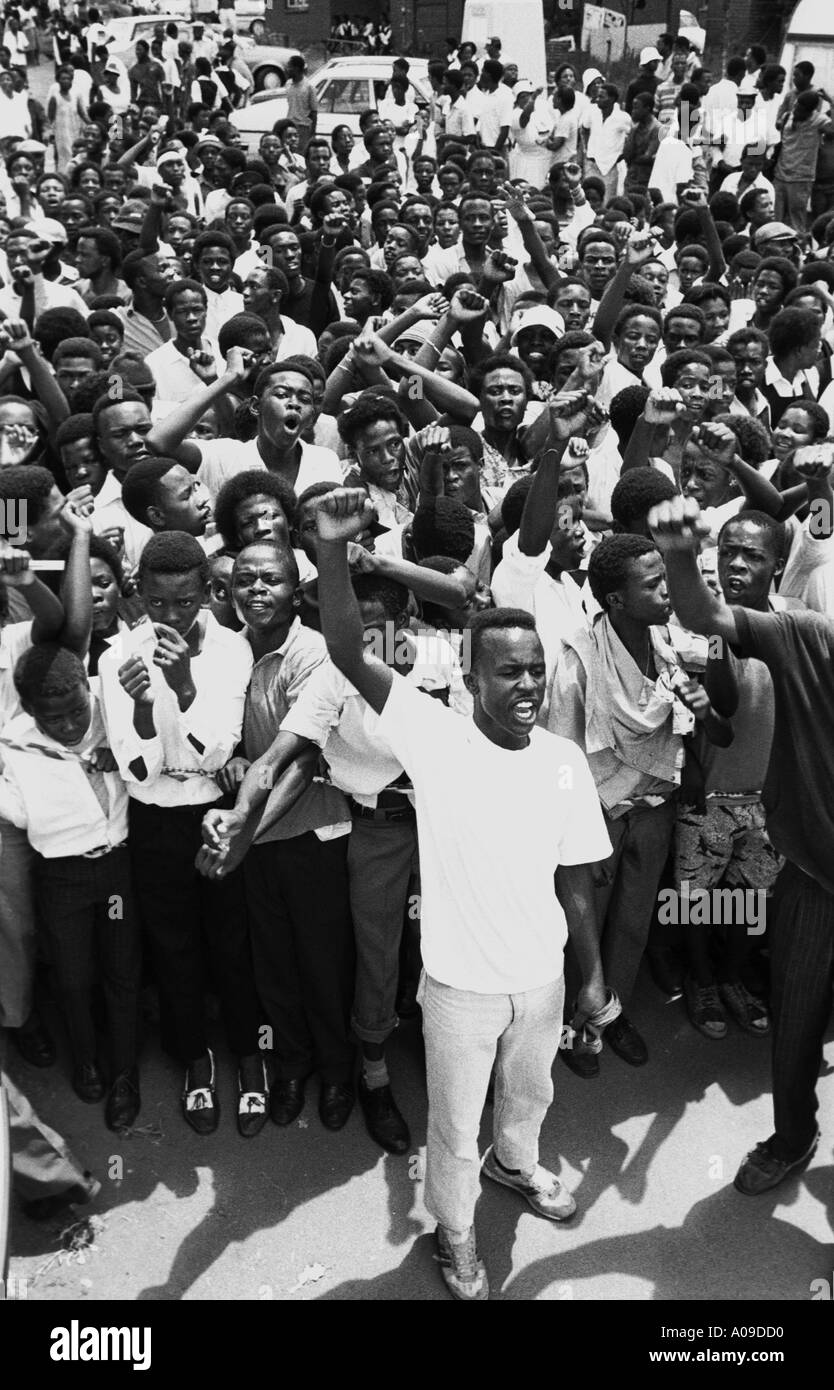 South Africa. Soweto. Crowd outside Nelson Mandela's home, waiting for ...