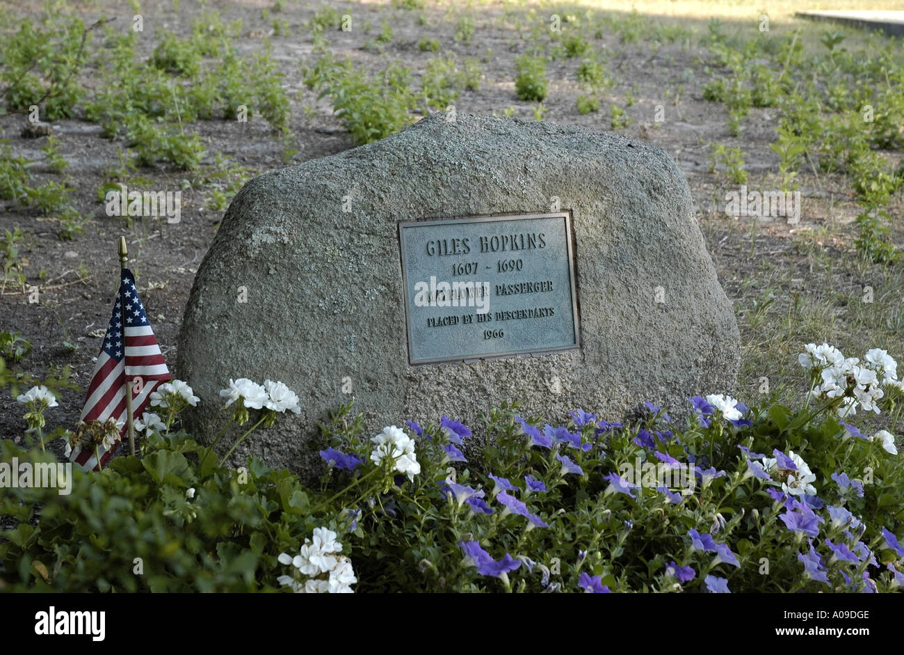 The Gravestone of Giles Hopkins, a Mayflower Passenger Stock Photo - Alamy