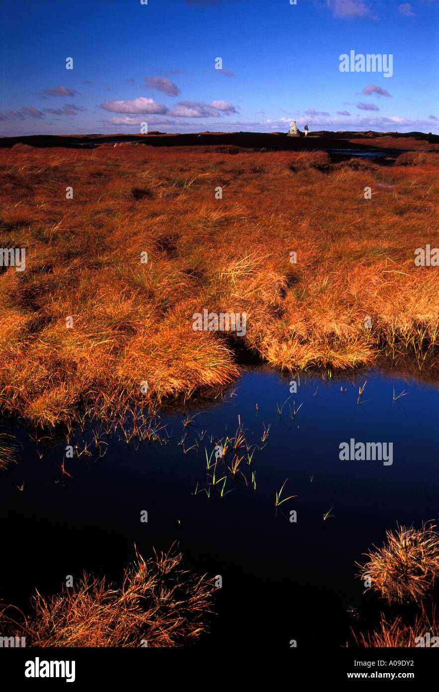 SSSI, Pennine Way and Trig point at Soldier's Lump summit, Black Hill ...