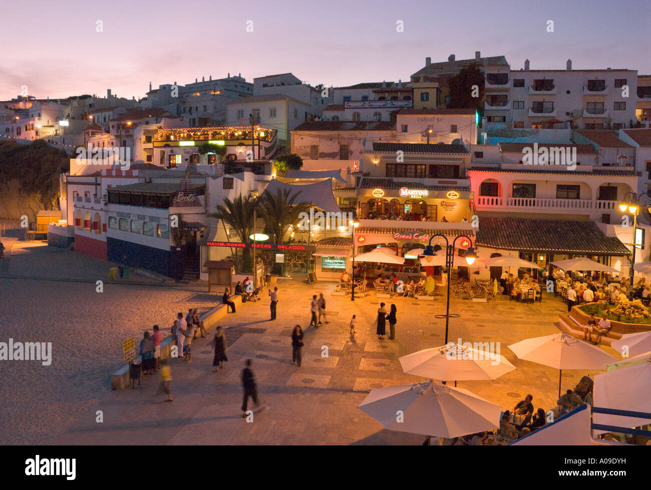 Portugal the Algarve, Praia do Carvoeiro village square in the Stock ...