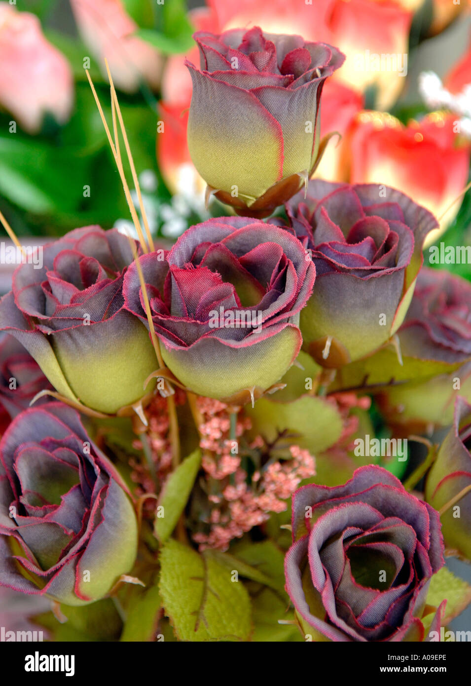 Rose buds - Pink silk artificial flowers, Bali, Indonesia Stock Photo ...