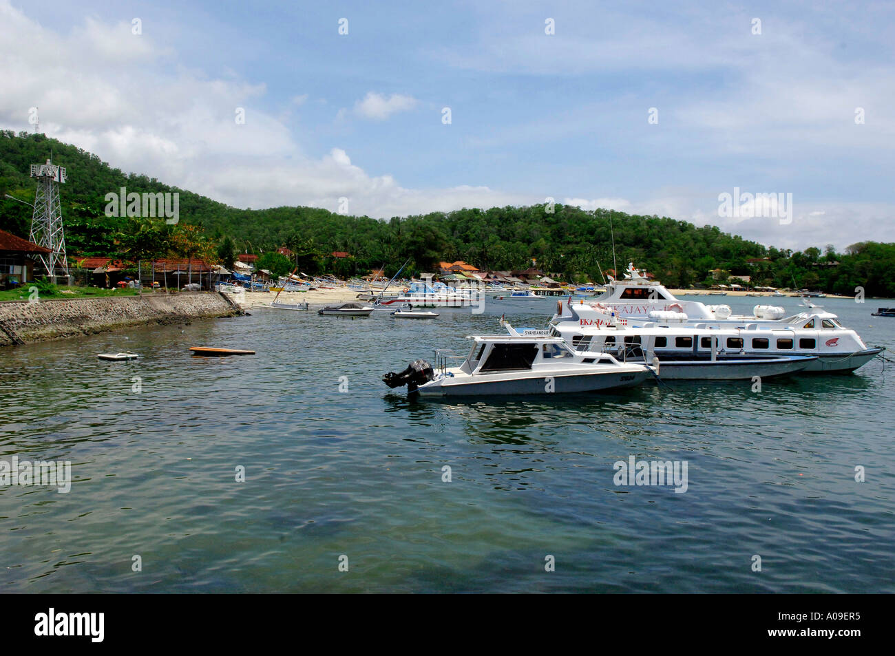 The Balinese port of Padang Bai, ferry port to Lombok, Bali Indonesia ...