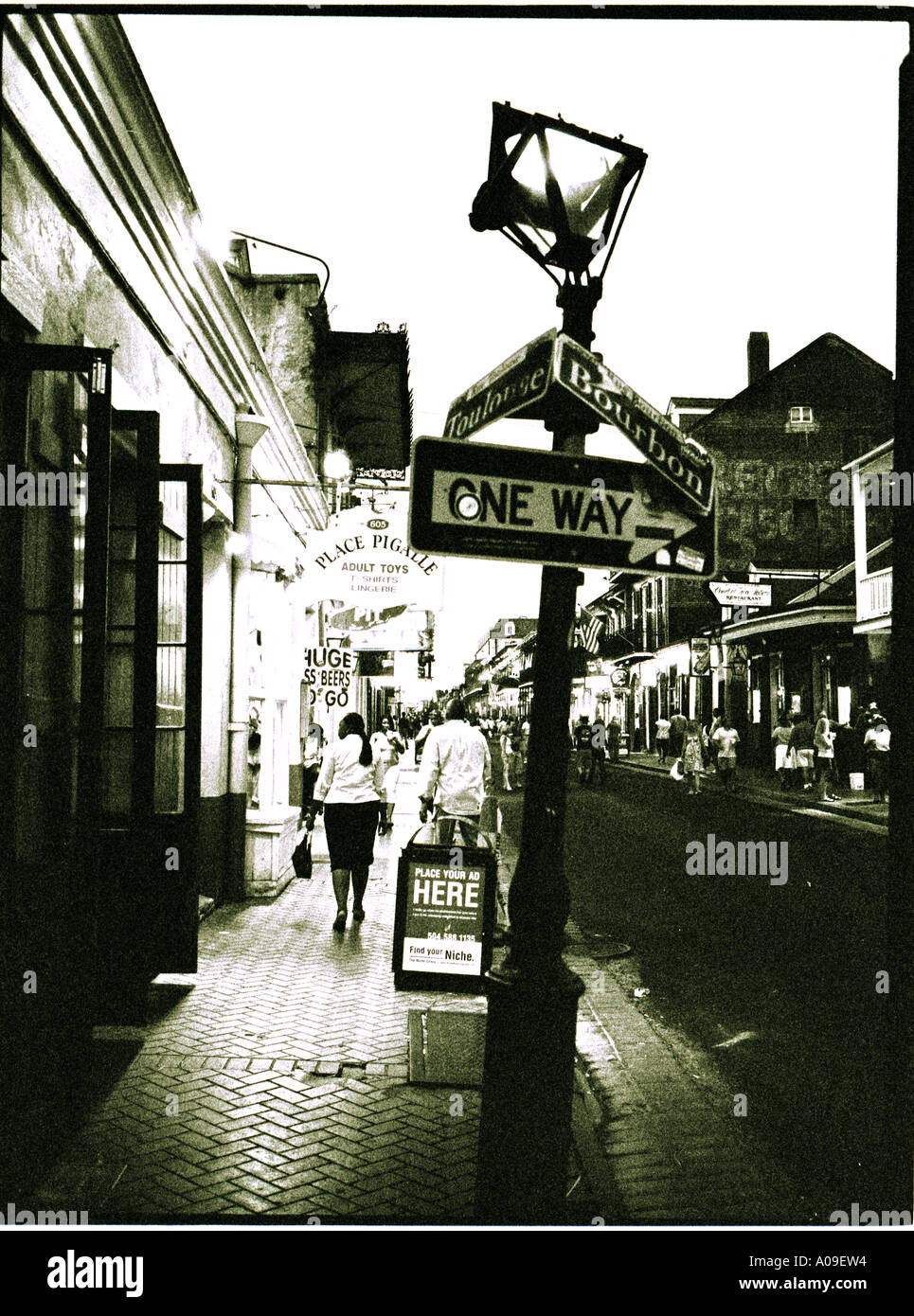 The famous corner in New Orleans of Bourbon Street and Toulouse Stock ...
