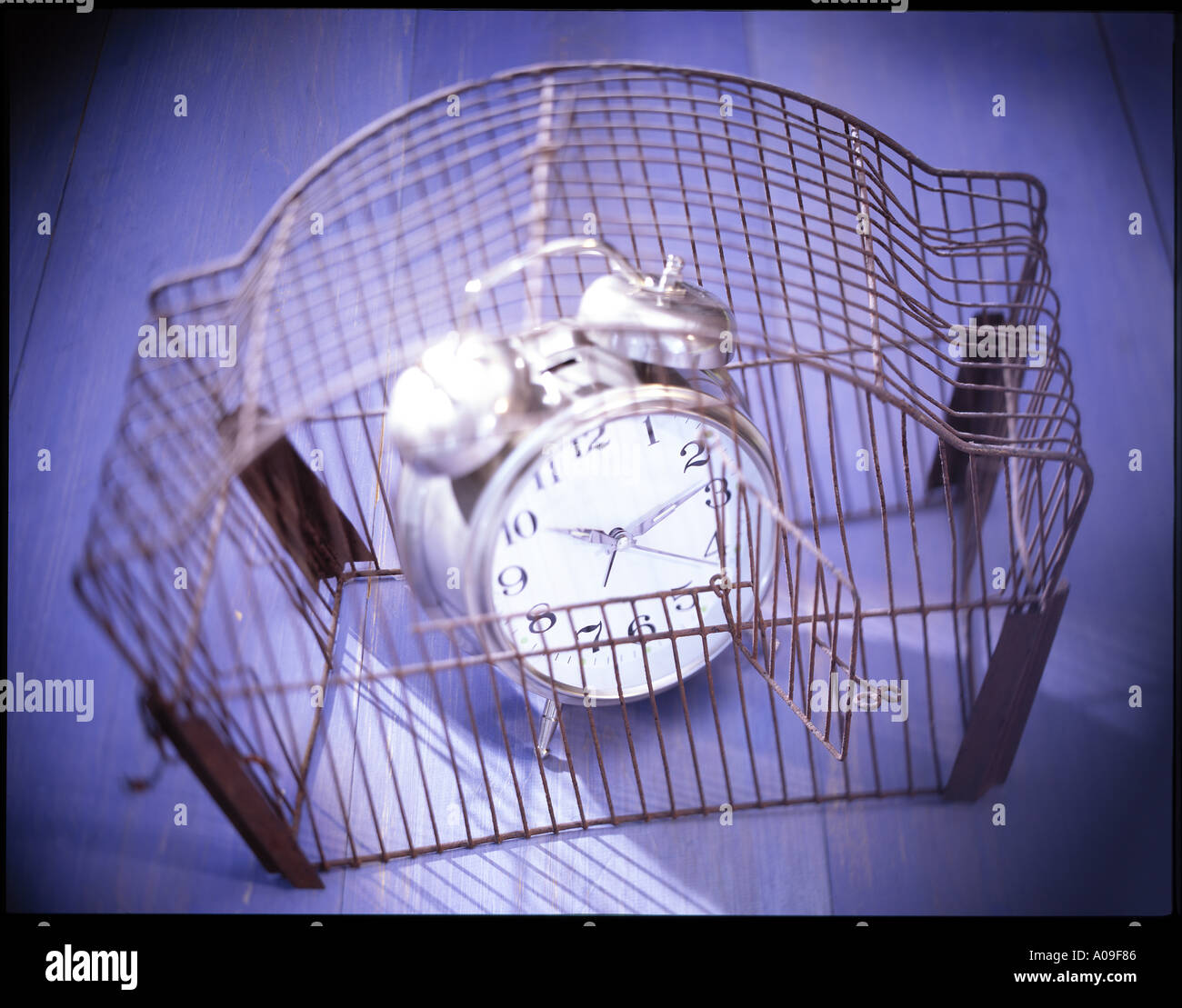 Clock in Bird Cage with door Opened Stock Photo - Alamy