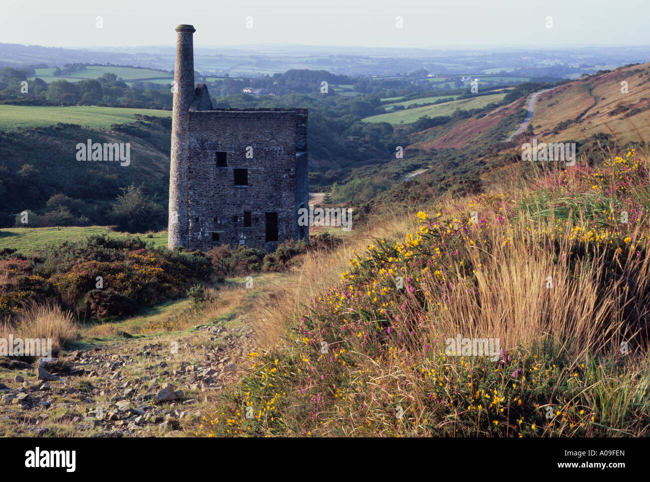 The abandoned engine house of Wheal Betsy in the Dartmoor National Park ...