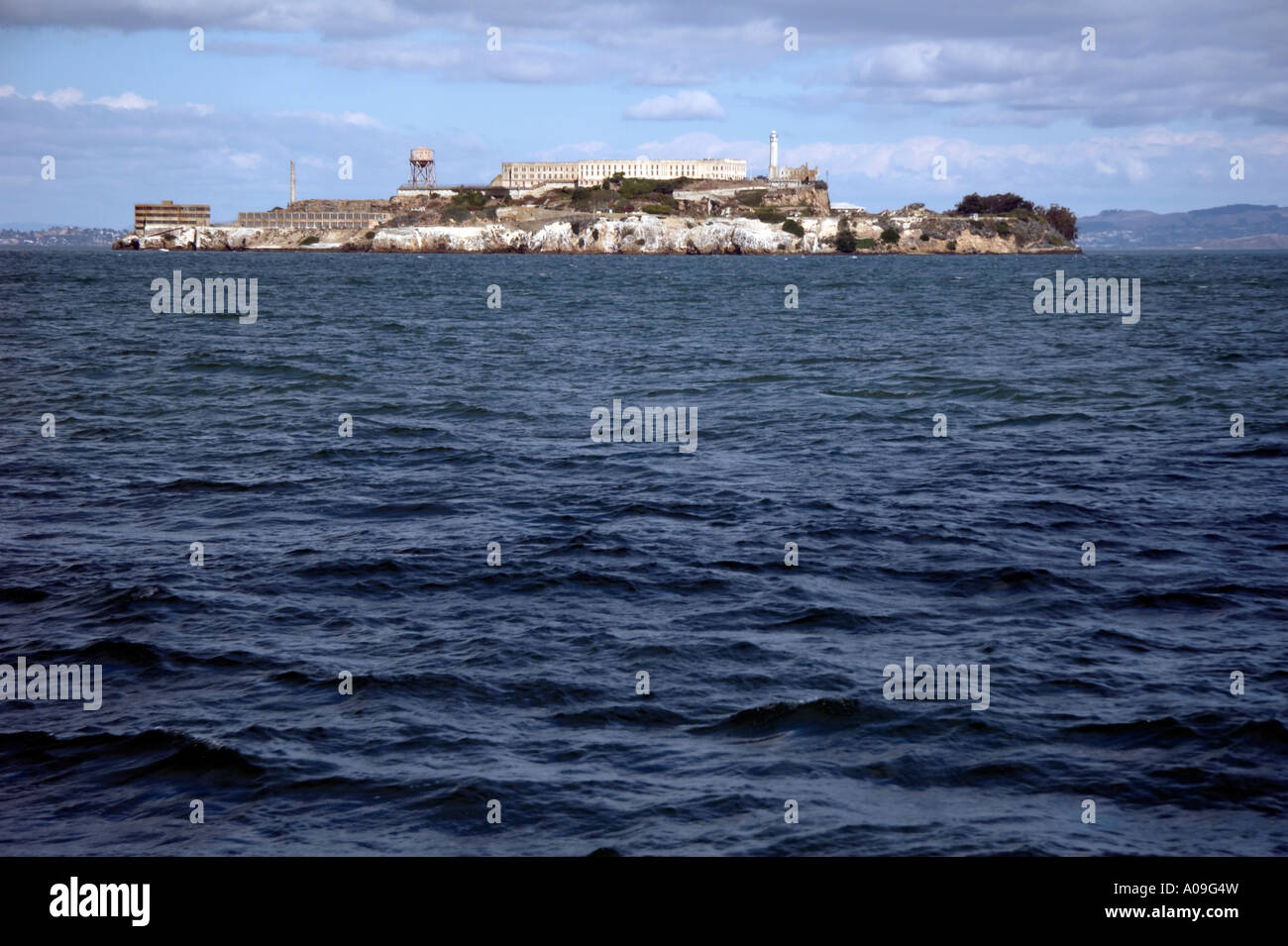 Alcatraz Island is located in the middle of the San Francisco Bay Stock ...