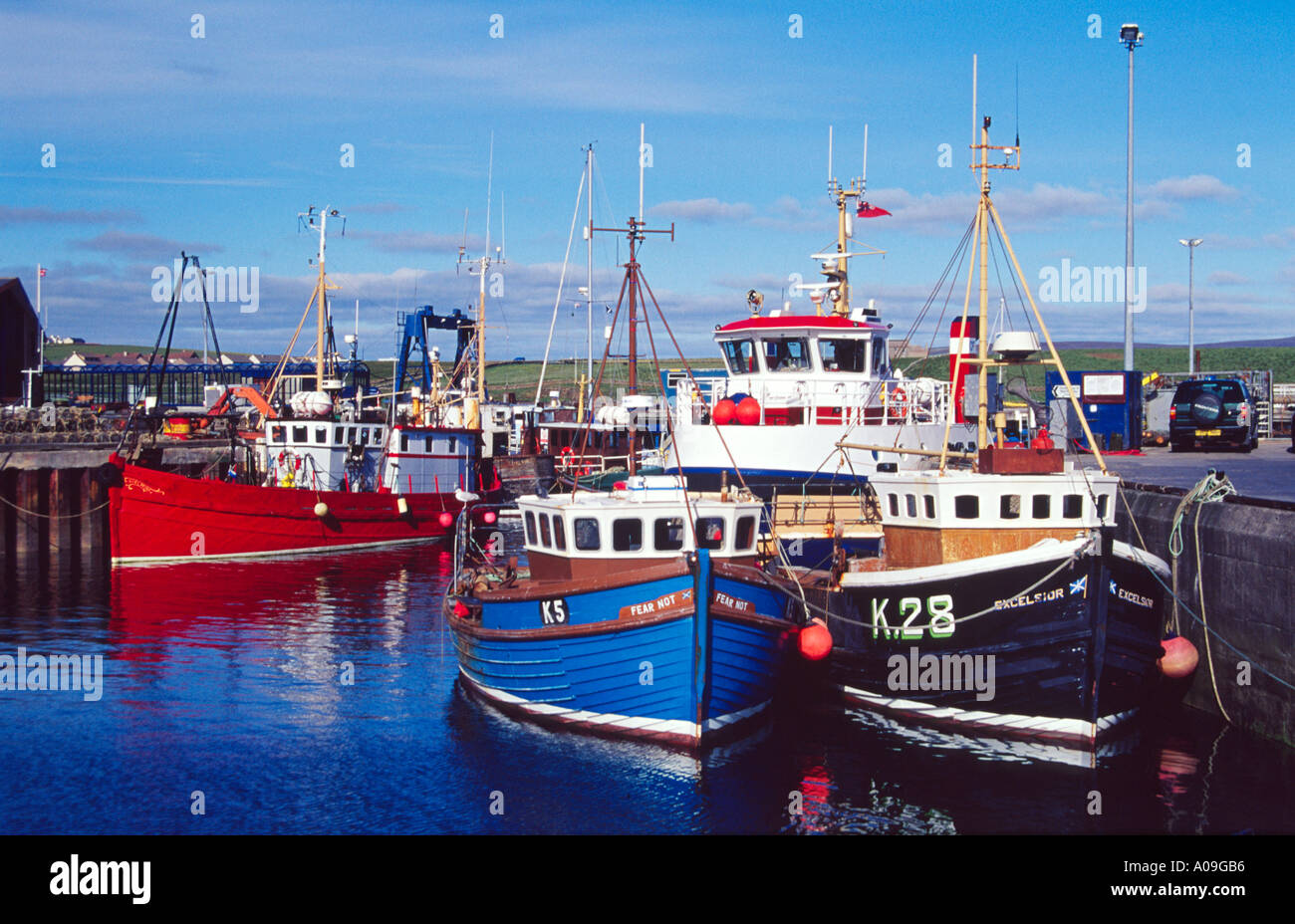 Fishing boats in Stromness harbour, Mainland, Orkney Islands, Scotland ...