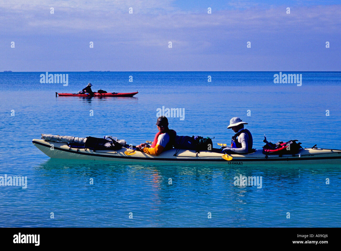 Sea Kayaking the Belize Barrier Reef, Belize Stock Photo - Alamy