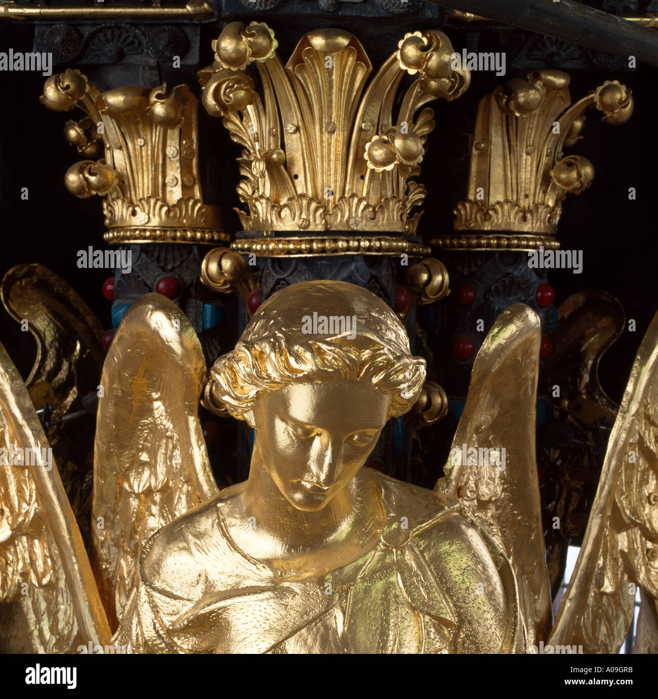 Albert Memorial, Kensington Gardens, London. Gilded angel after ...
