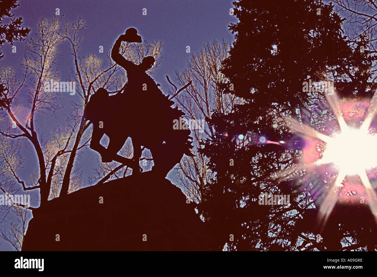 Cowboy Monument, Jackson, WY Stock Photo - Alamy
