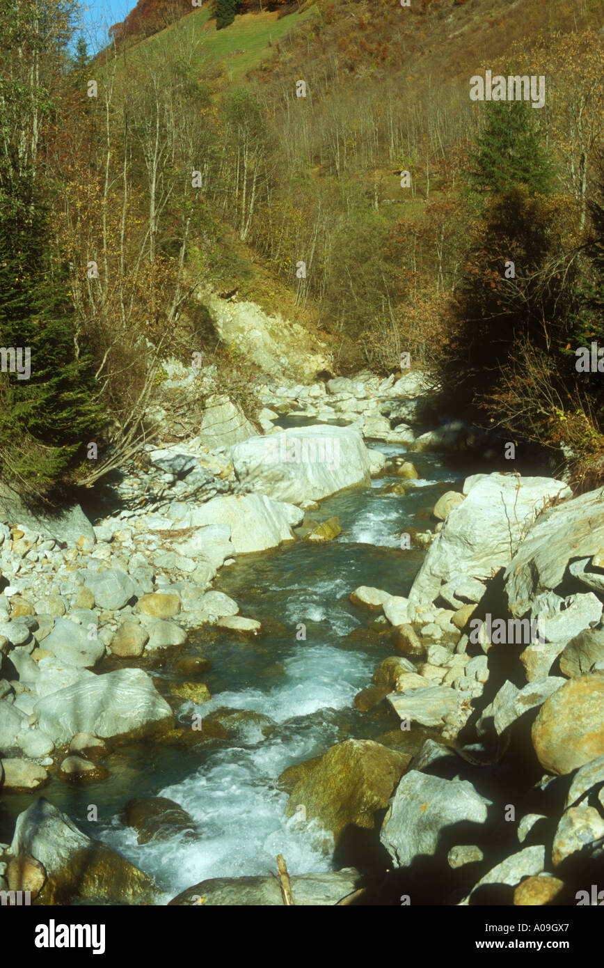 Tumbling river in Alpine landscape near Lauterbrunnen in the Bernese ...