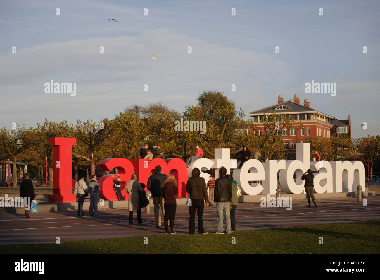 I amsterdam marketing logo at Museumplein, Amsterdam Stock Photo - Alamy