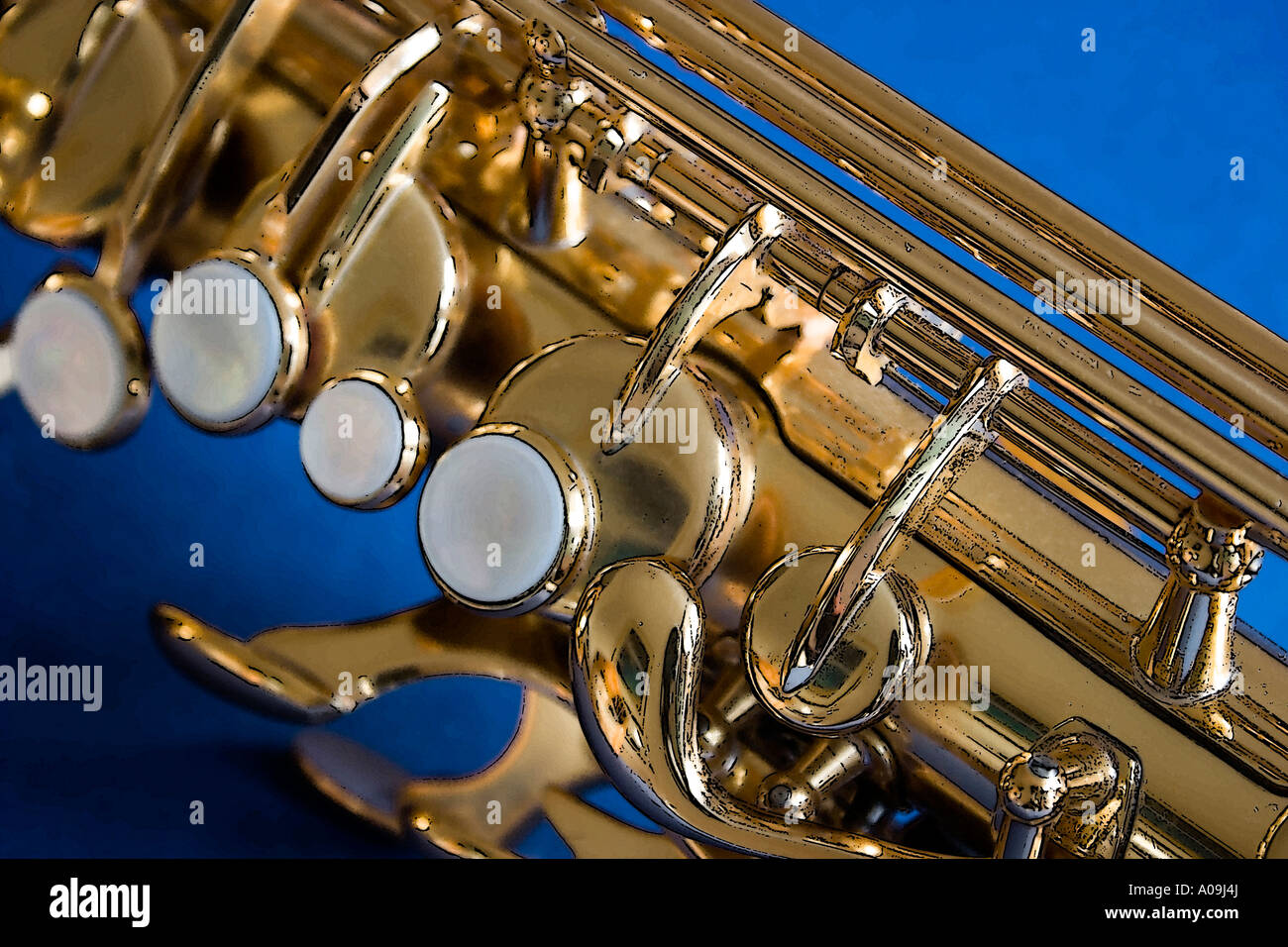 Posterised close up of Alto Saxophone Stock Photo - Alamy