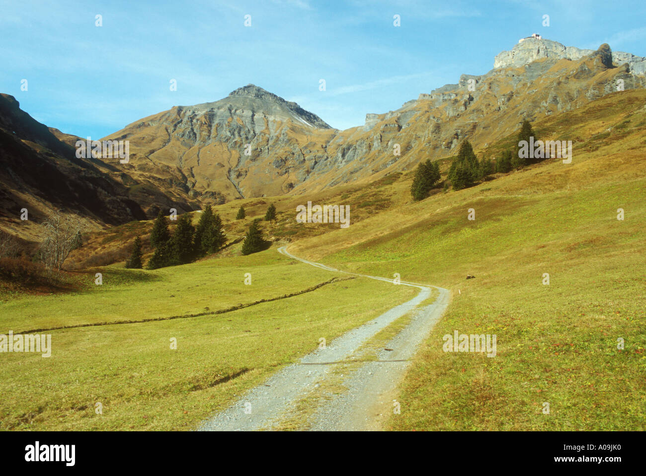 Alpine track near Lauterbrunnen in the Bernese Oberland in Switzerland ...