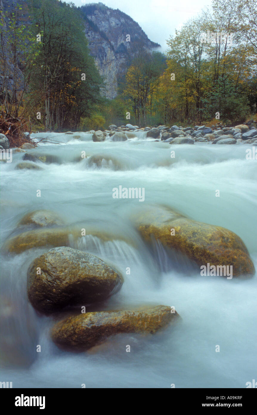 Mountain River in the Alps near Lauterbrunnen in the Bernese Oberland ...