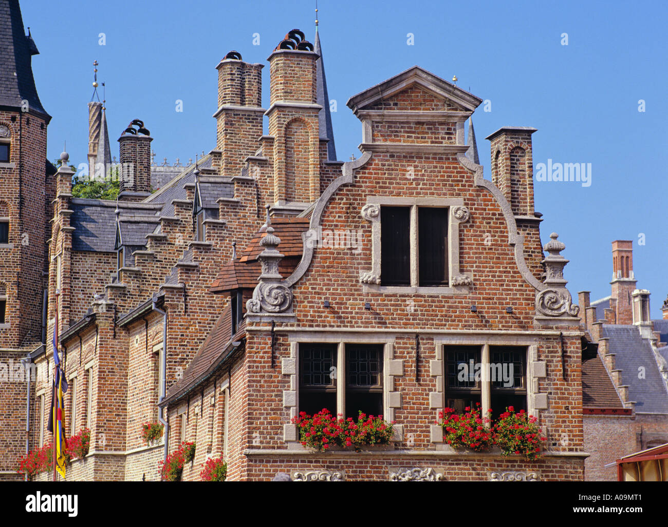 House windows and chimneys Bruges Belgium Stock Photo - Alamy