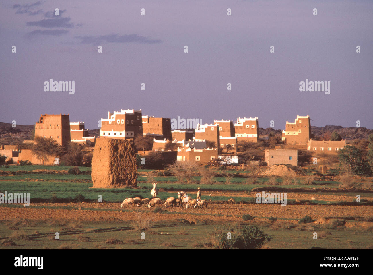 Saudi Arabia. Asir Province. Mountain village with typical classical ...